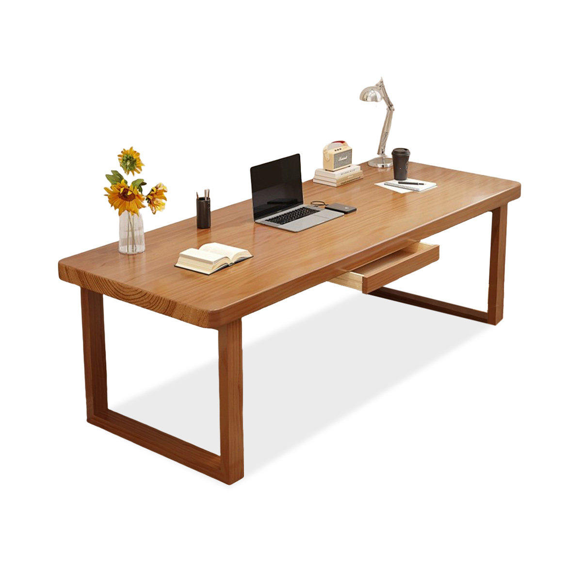 Ebern Designs Brown Rectangular Solid Wood desks | Wayfair