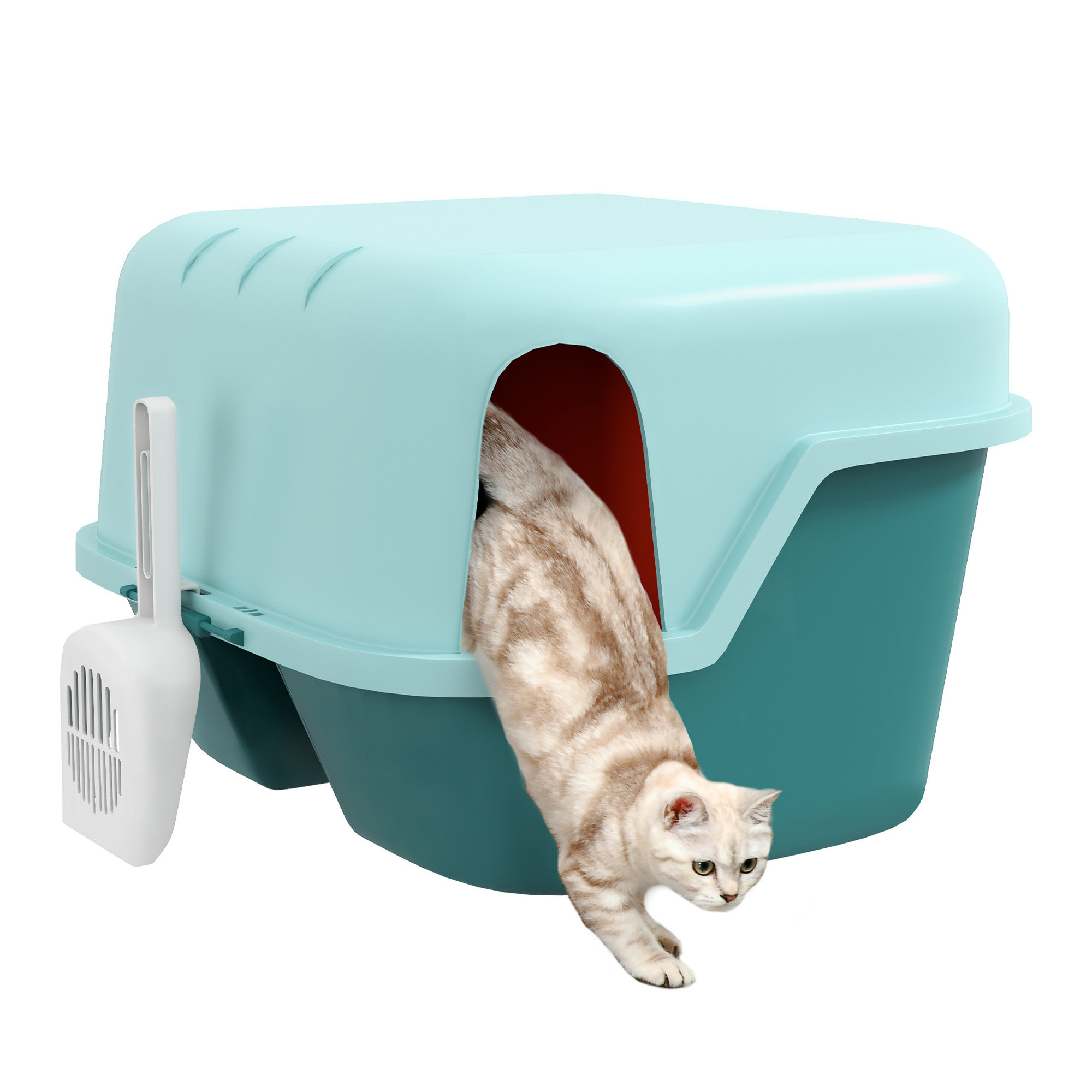 Ivy Bronx Cat Litter Box, Covered Litter Box with Lid, Scoop, Easy to ...