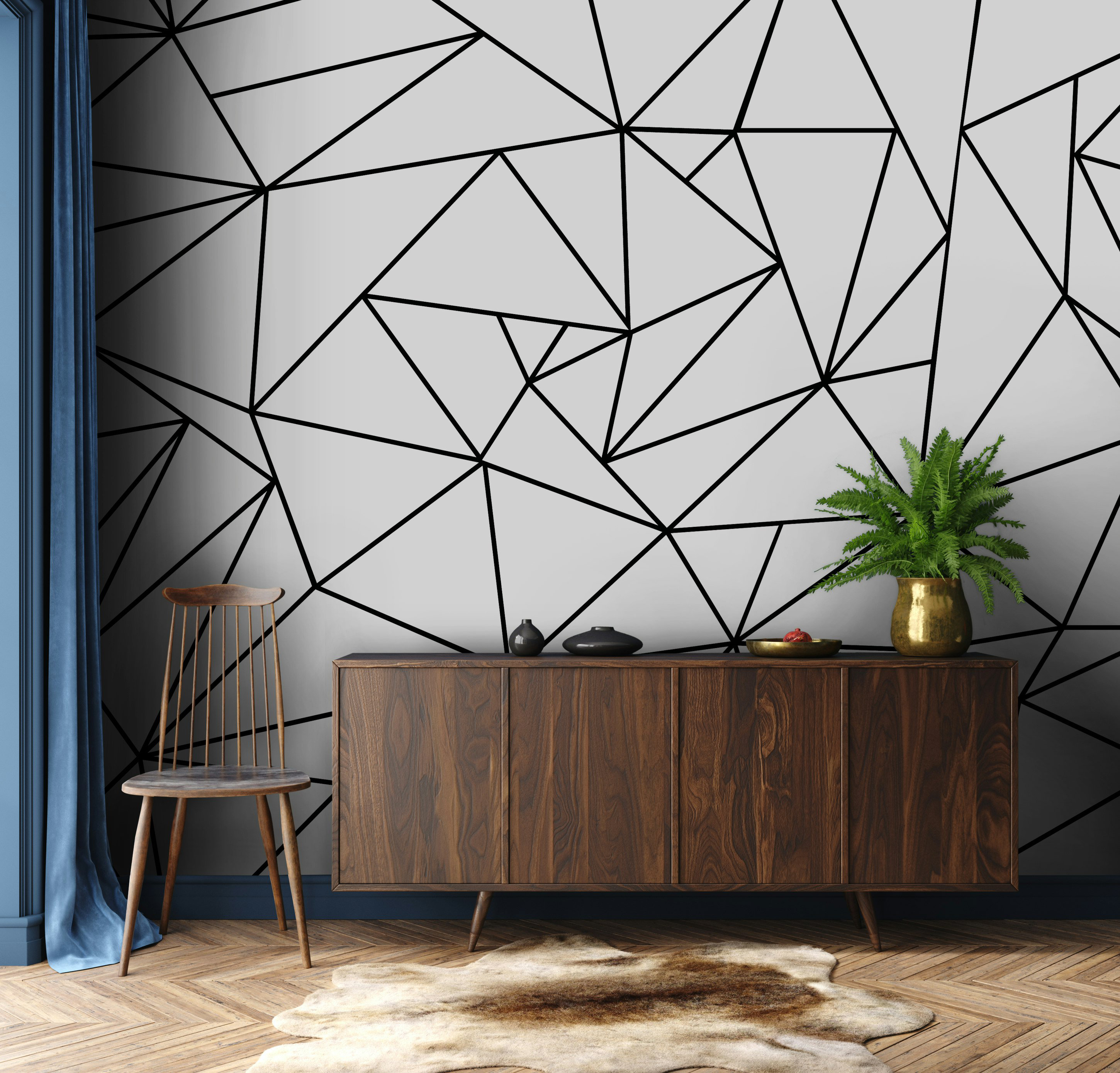 Wrought Studio™ Geometric Polygonal BlackTriangles Removable Wallpaper ...