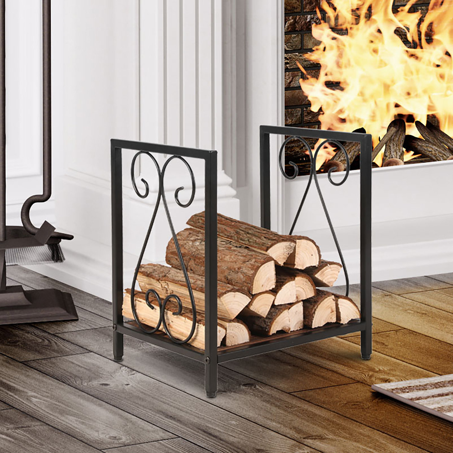 Red Barrel Studio® 12.2" W Fireplace Firewood Log Holder Rack | Wayfair