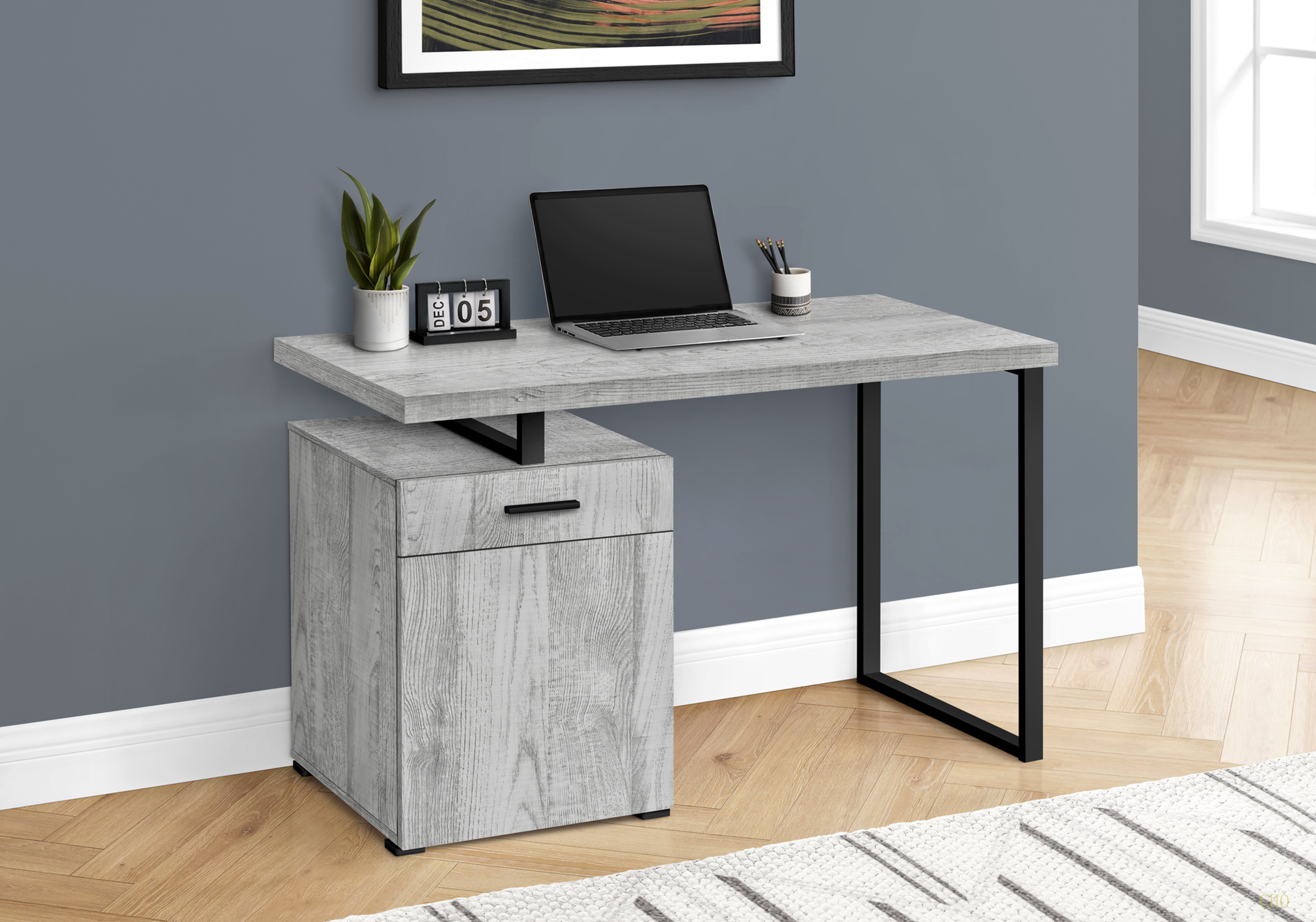 Latitude Run® Computer Desk, Home Office, Laptop, Left, Right Set-Up ...