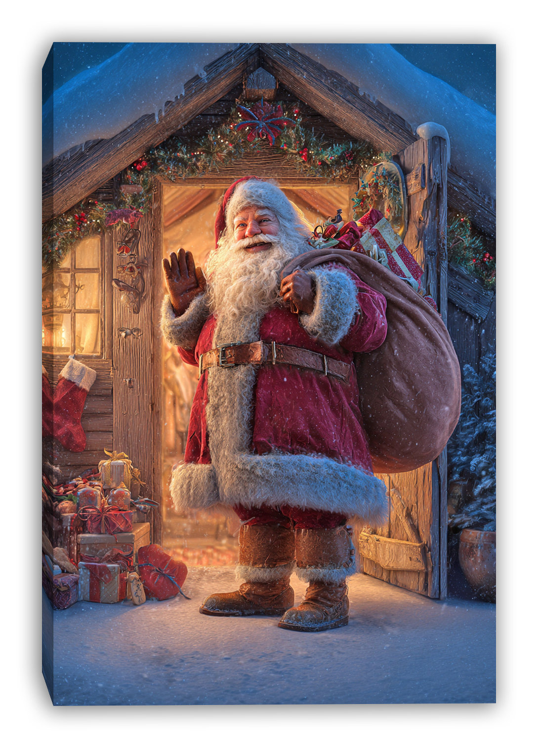 Ophelia & Co. Santa Welcoming Christmas Night Wrapped Canvas Wall Art ...