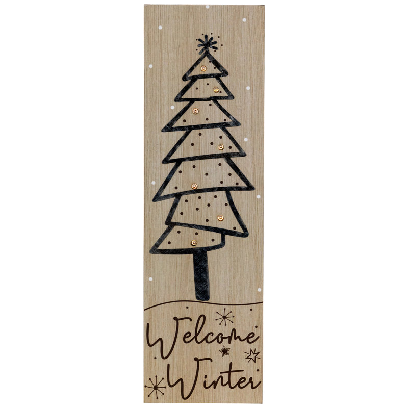 Northlight Seasonal 15.75" Welcome Winter Wooden Tree Christmas Wall ...