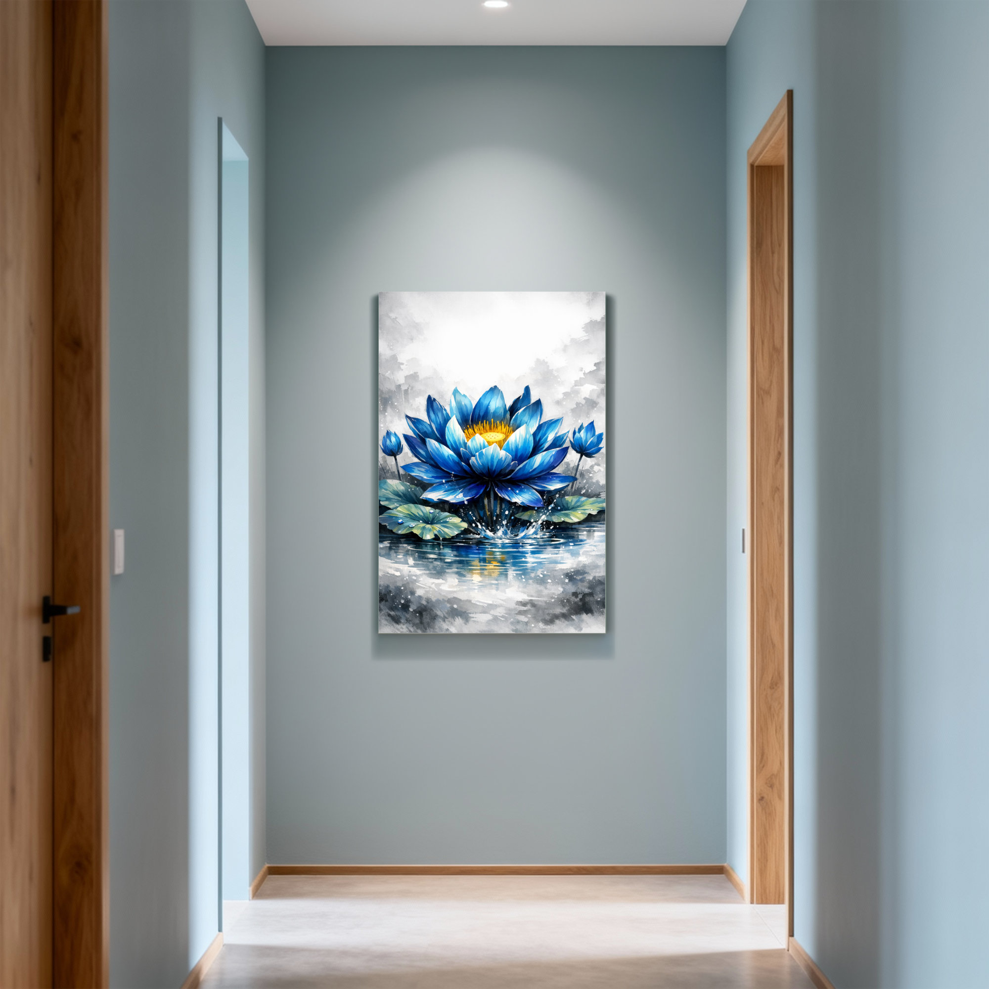 Winston Porter Plants & Flowers Blue Lotus Flower Water Reflection Art ...
