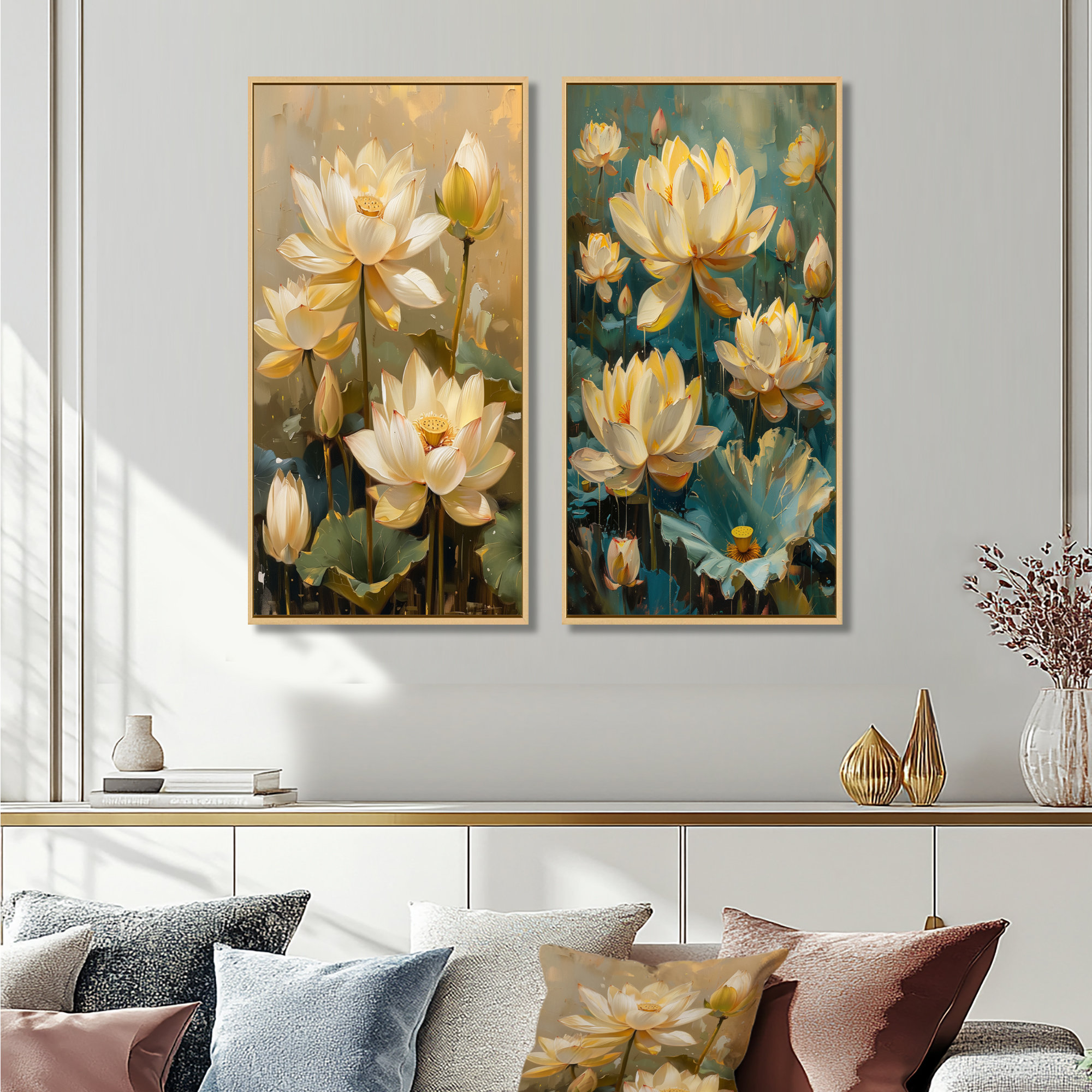 Dakota Fields White Green Blooming Lotus Gardens I - Lotus Wall Art 2 ...