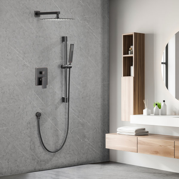 ESNBIA Complete Slide Bar Shower System with 10 Inches Rain Shower Head ...