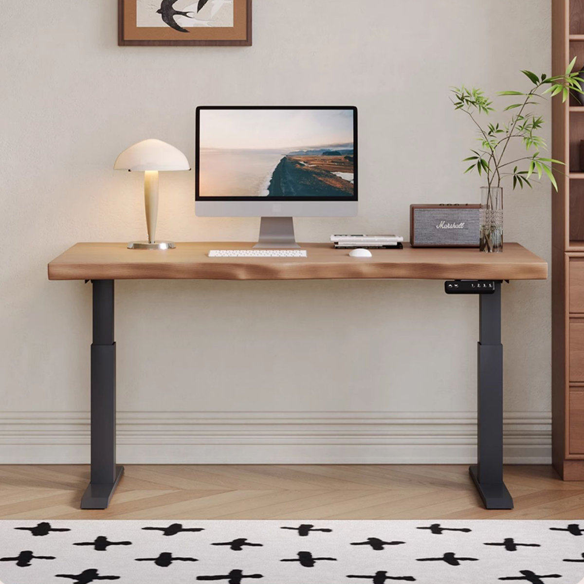 Wren Decors Brown Rectangular Hight adjustable Solid Wood desk | Wayfair