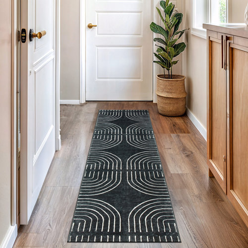 Ebern Designs Bohemian Lines Washable Non Slip Area Rugs & Reviews ...