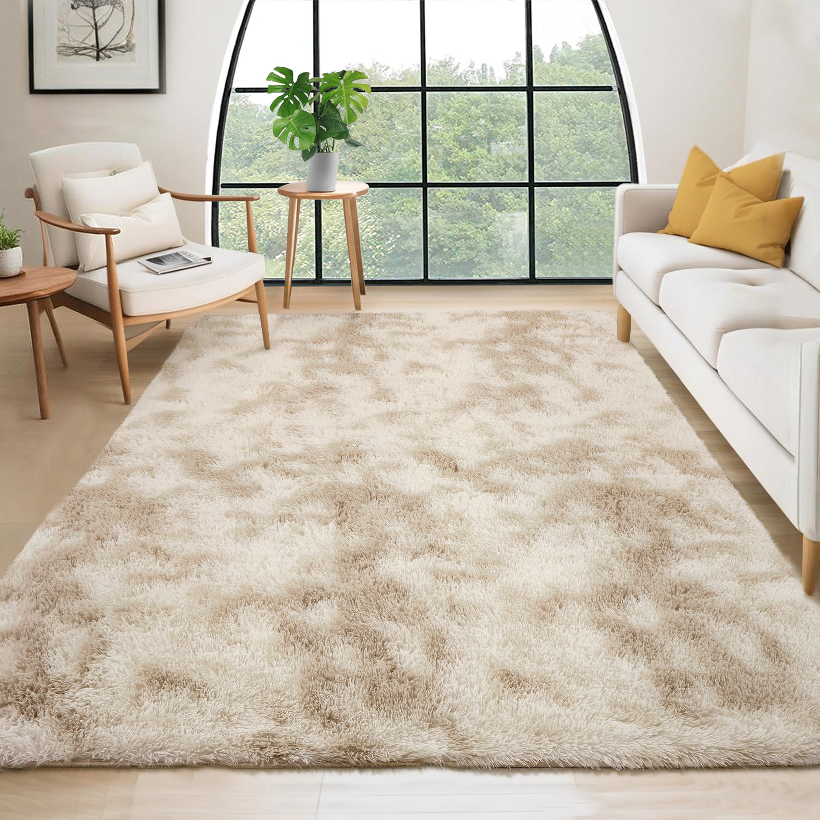 Mercer41 Shag Area Rugs Tie-Dyed Plush Fuzzy Rugs for Living Room ...
