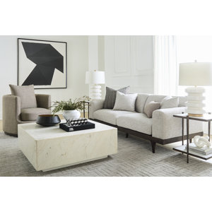 Alder & Tweed Ren End Table in Cloud Marble/Refined Brass | Perigold