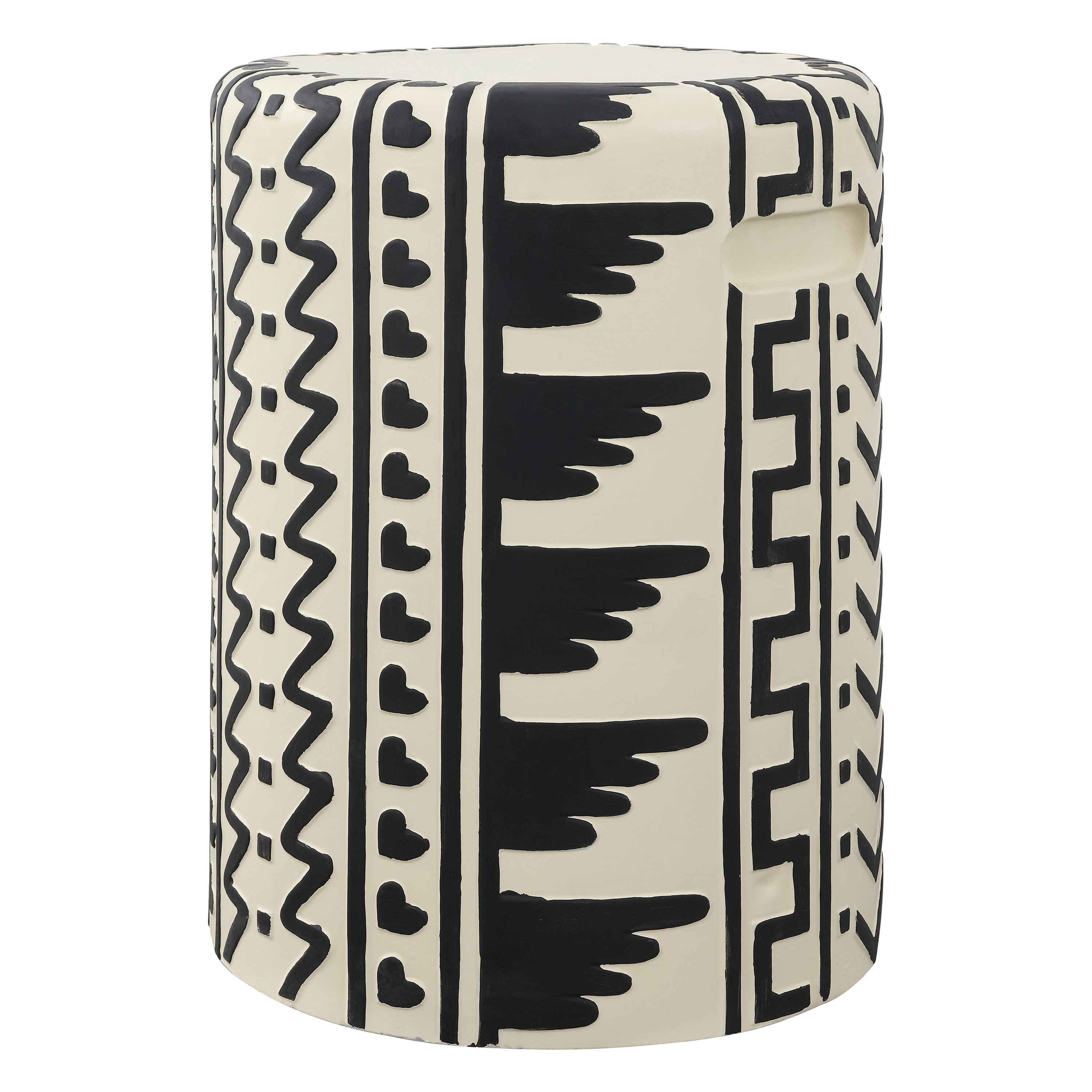 Dakota Fields Doffin 18" MidCentury Modern Geometric Drum Garden Stool ...