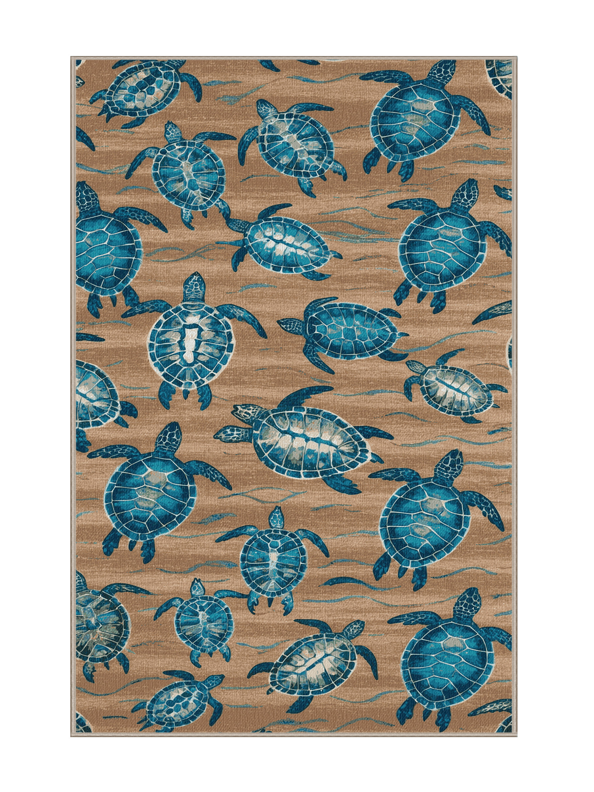 Bayou Breeze Washable Sea Turtle Migration Coastal Area Rug | Wayfair