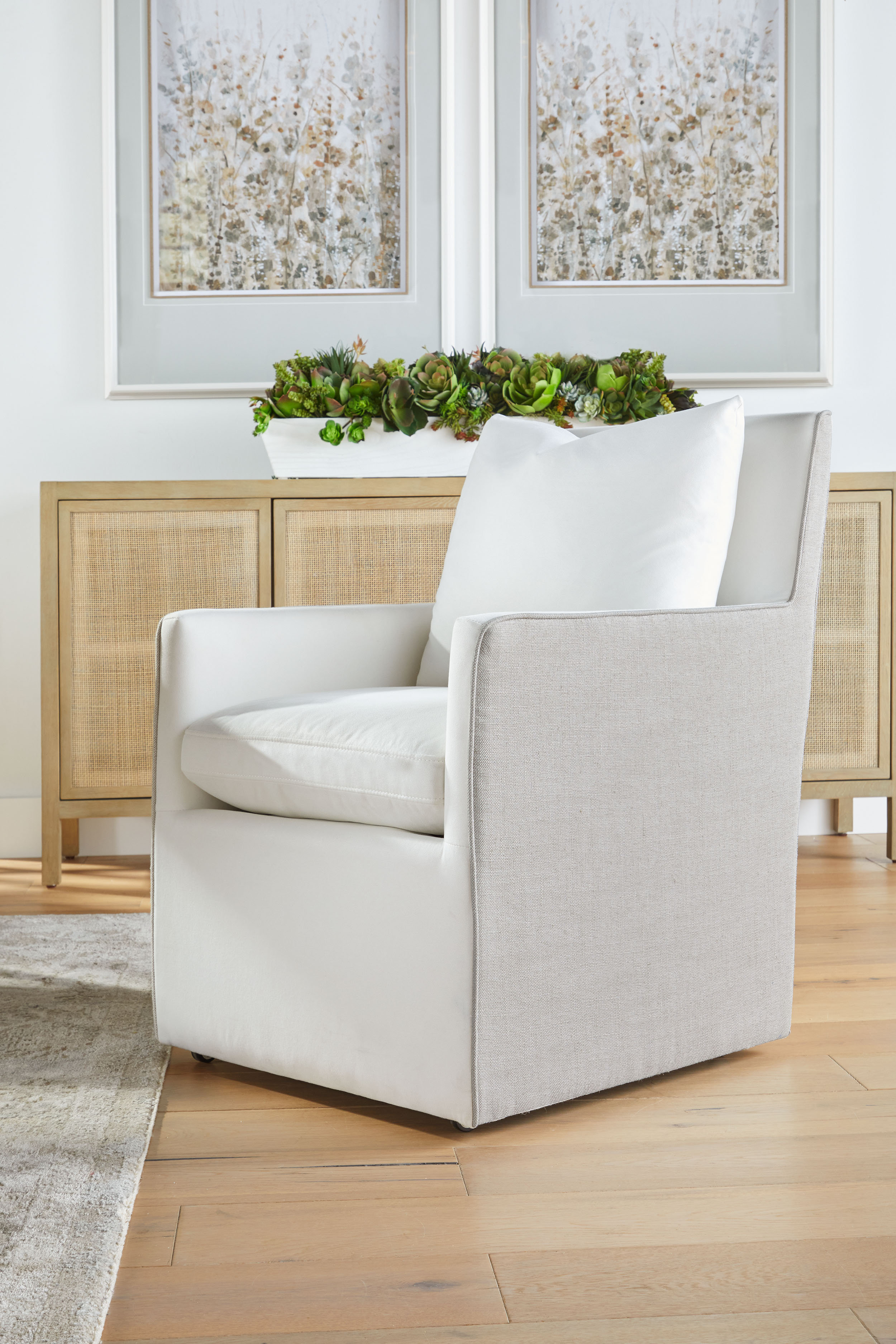 Wade Logan® Mccart Upholstered Back Arm Chair in Peyton-Pearl & Bisque ...