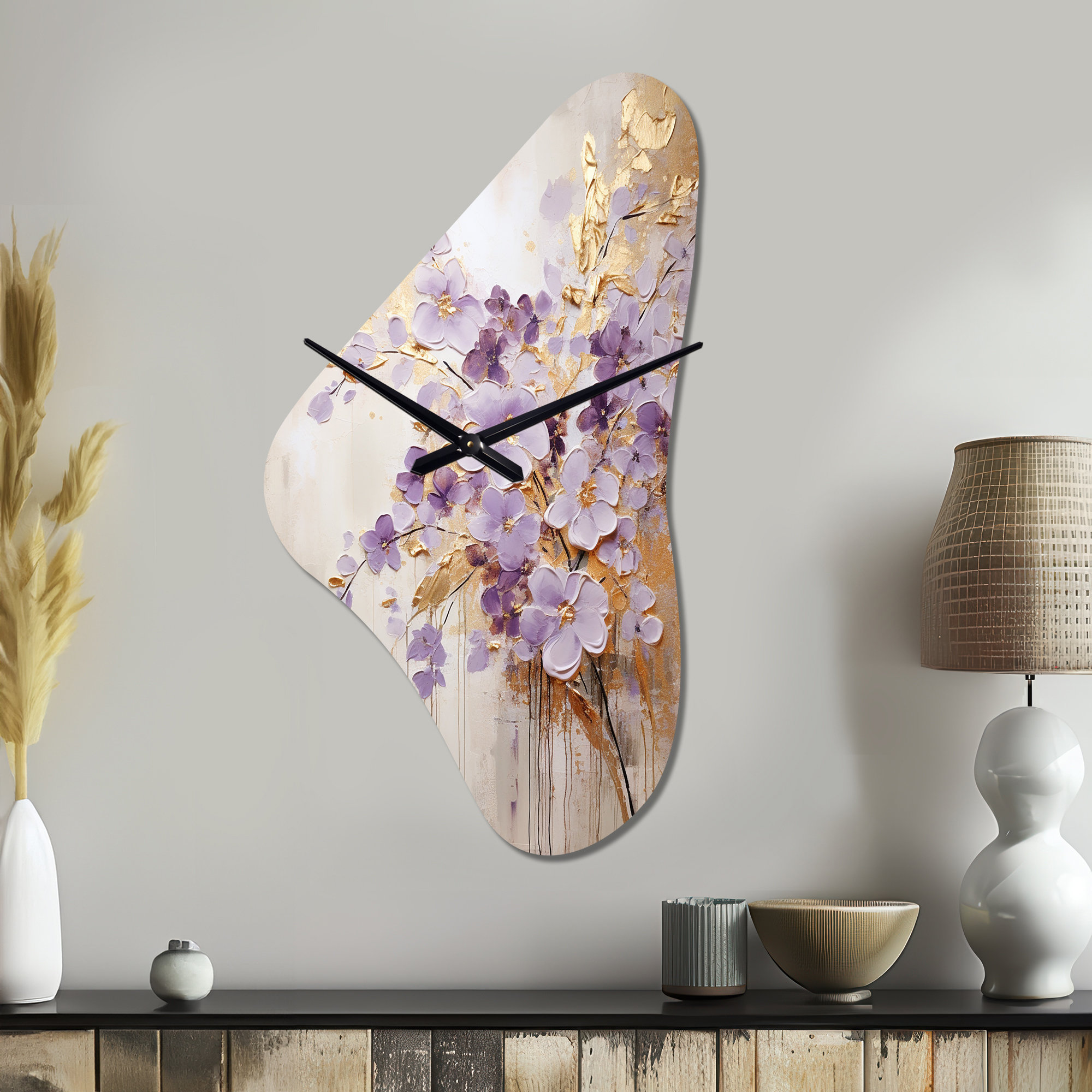 East Urban Home Xing - Boomerang Shape Decorative Purple Violets Wall ...