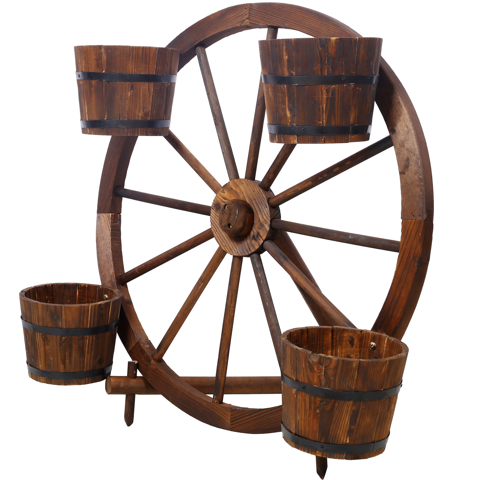 Loon Peak Wood wagon wheel barrel planter,Wagon Wheel Barrel Planter ...