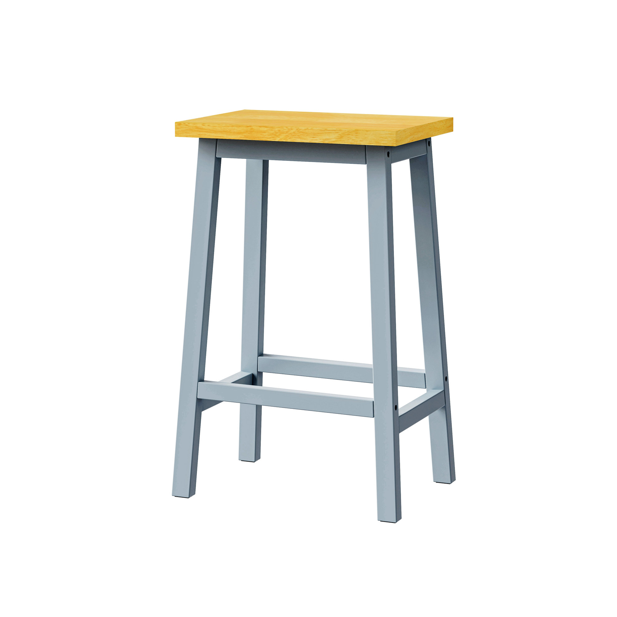 Lark Manor™ Solid Wood Bar Stools (Grey Blue, Set Of 2) With Footrests ...