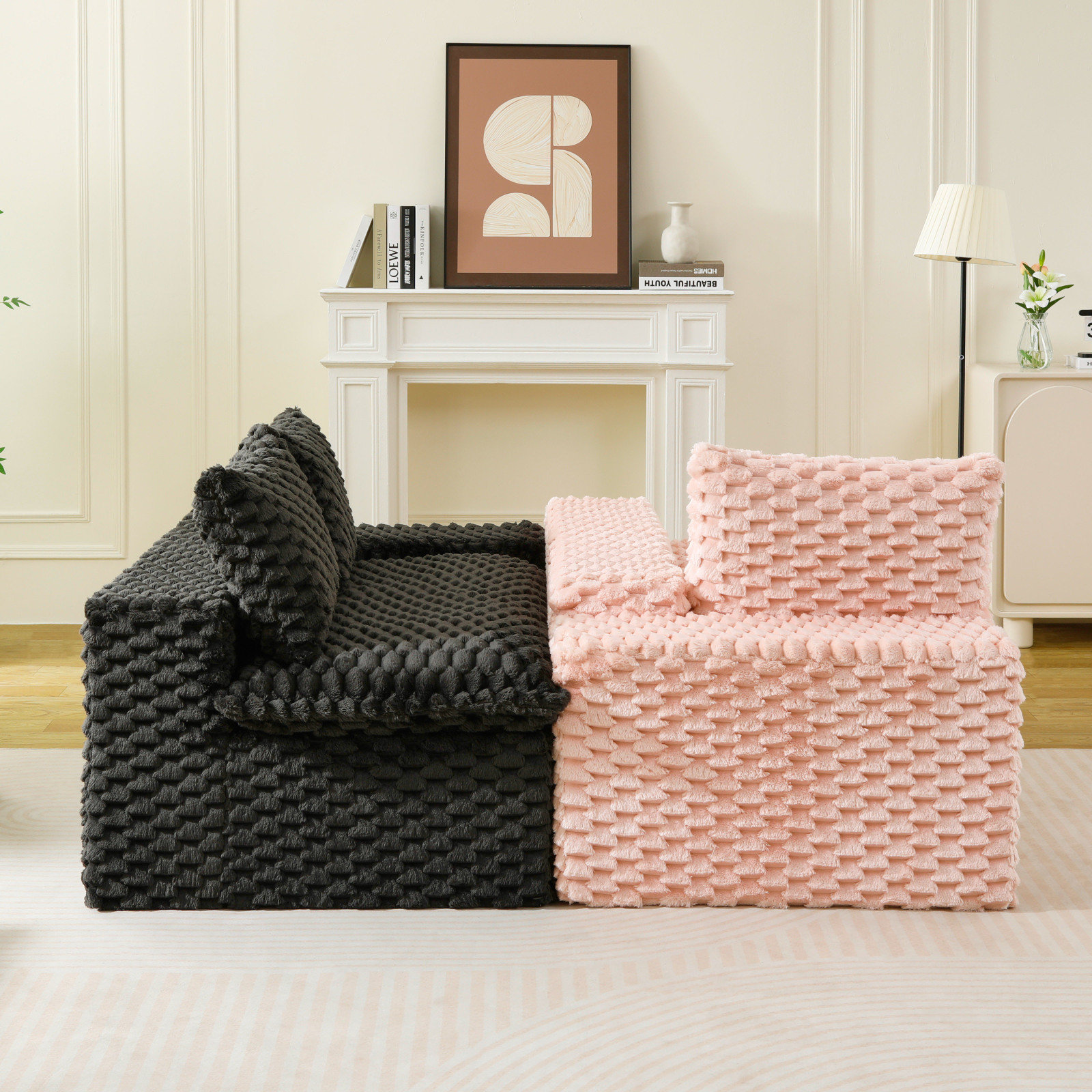 Wrought Studio™ Luxury Color-Block Turtle Velvet Multifunctional Sofa ...