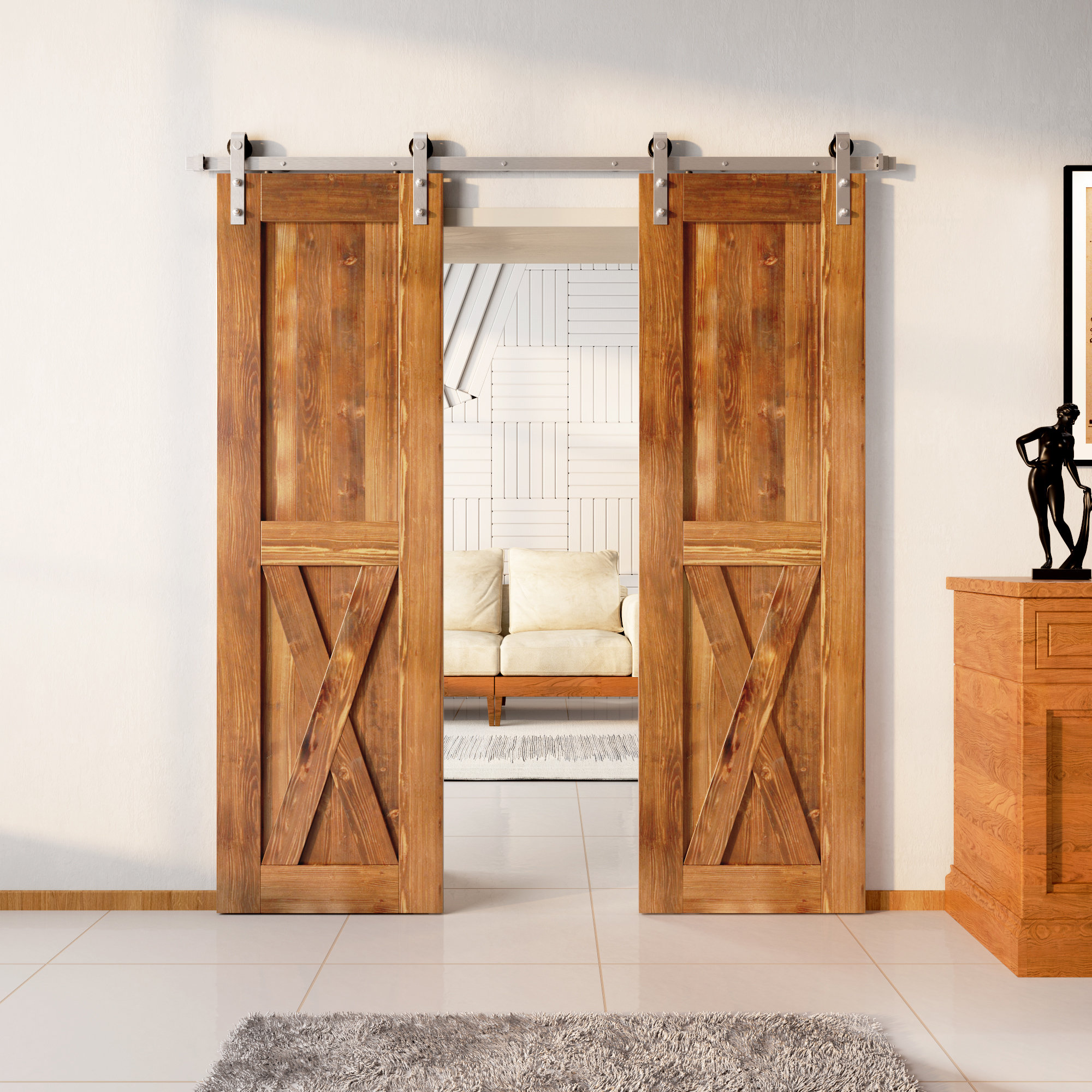 Homacer X Design Color Pine Wood Unassembled Door with Brushed Nickel ...