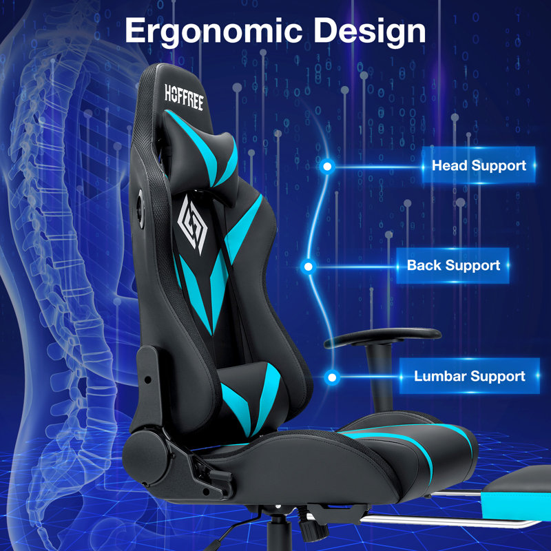 Hoffree Rocking Gaming Chair with Speakers Ergonomic Gamer Chair with ...