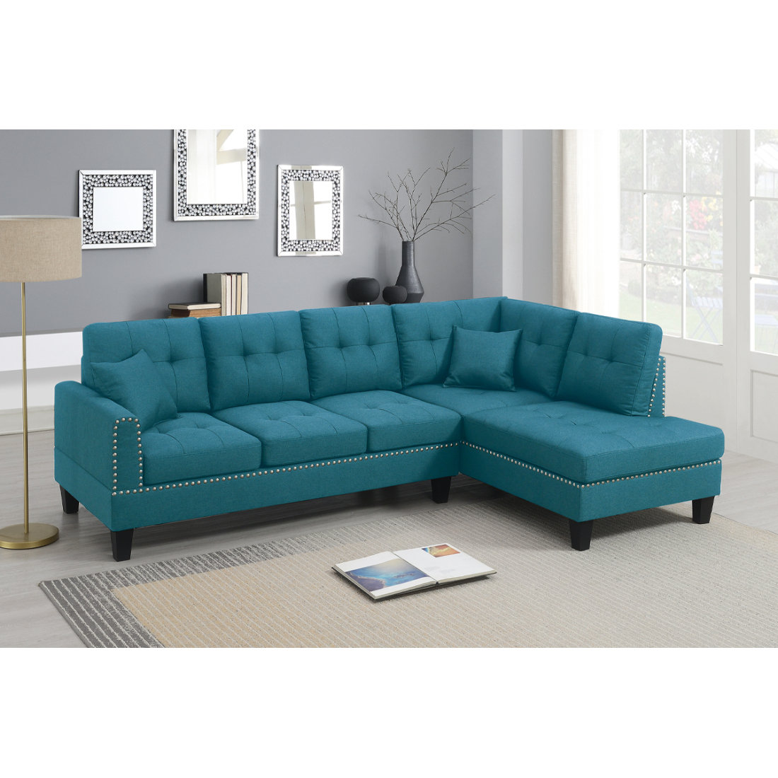 Ebern Designs Modern Sofa 2-PCS SECTIONAL SET Living Room Furniture LAF ...