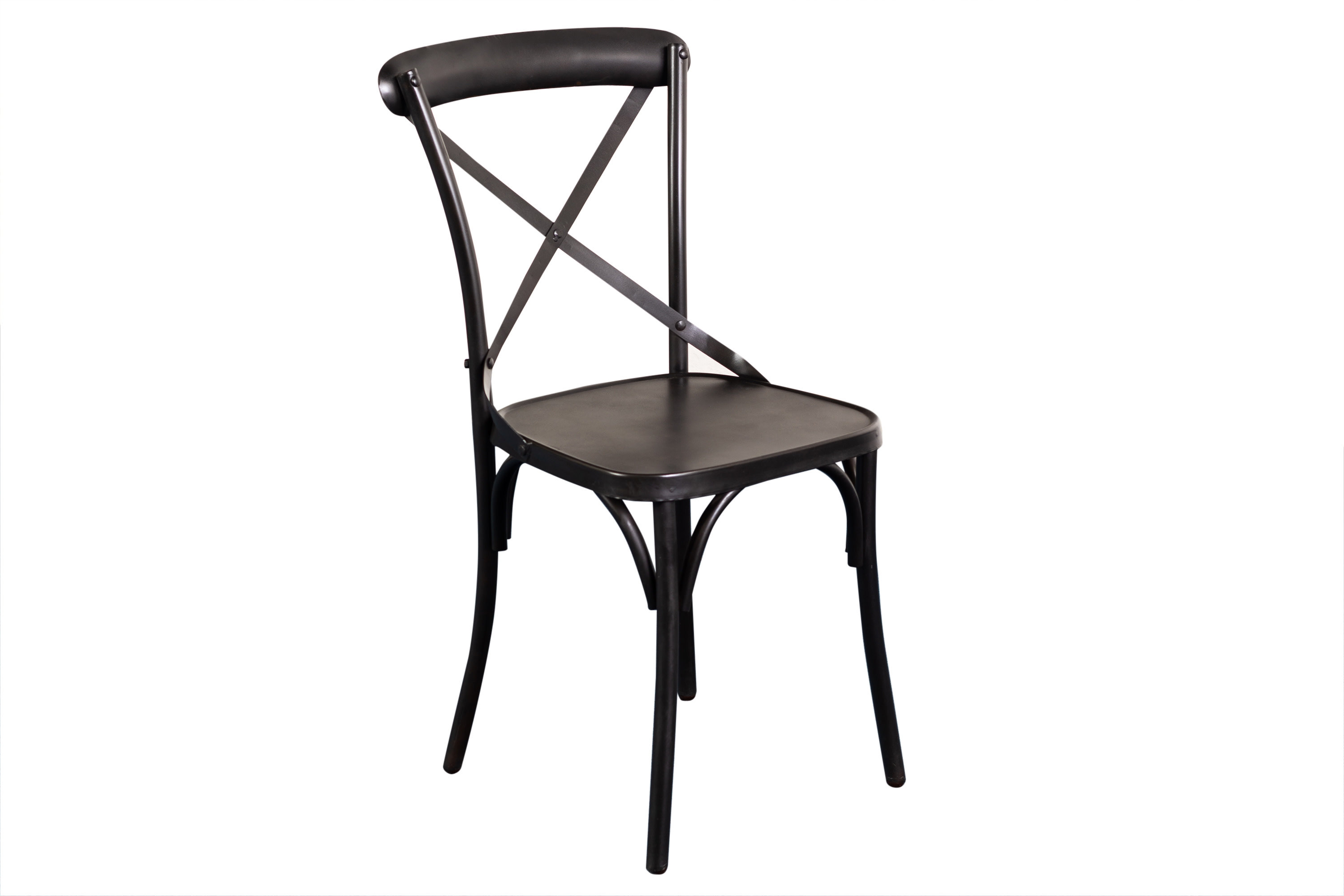 Williston Forge Kohji Metal Cross Back Side Chair in Dark Gray | Wayfair