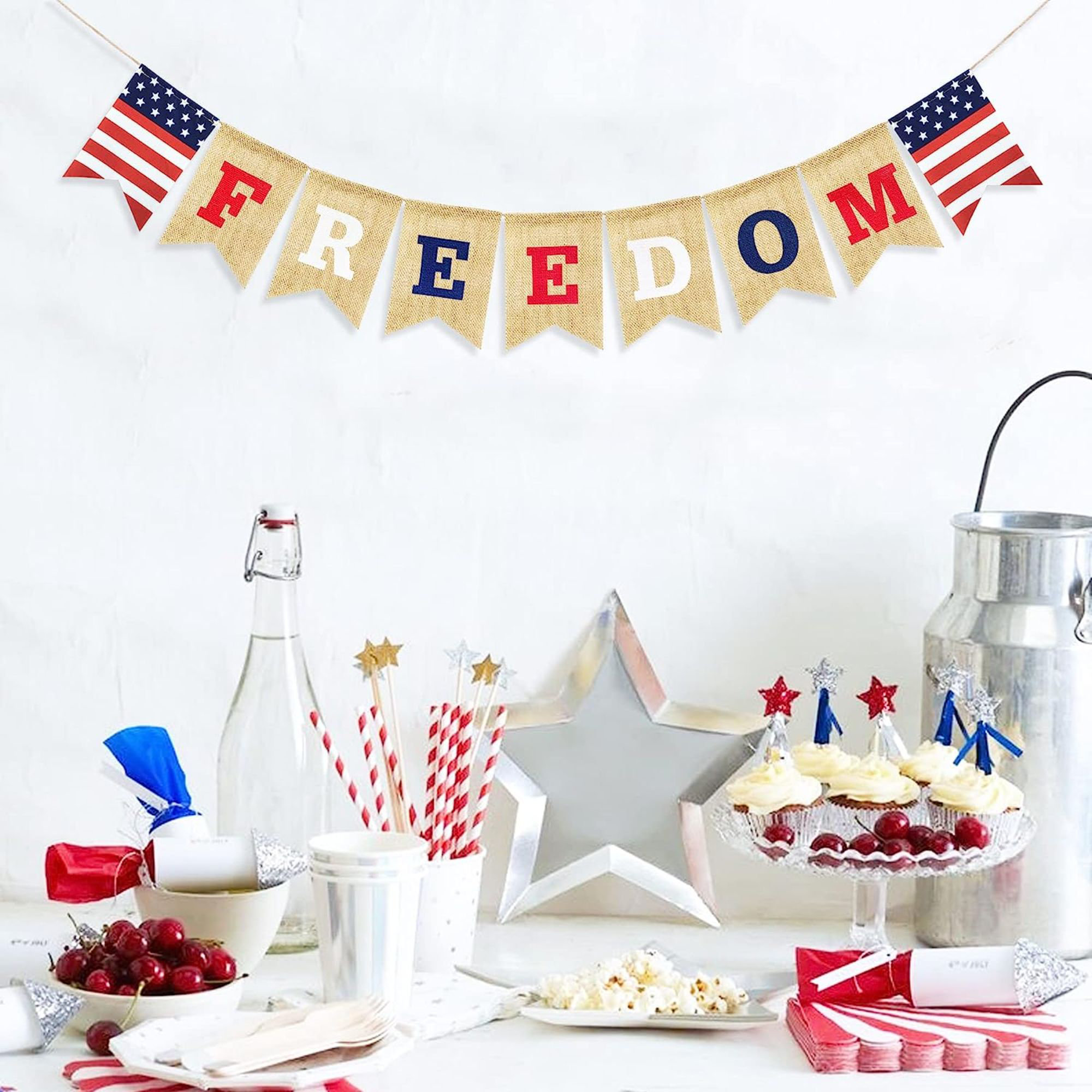 The Holiday Aisle® Freedom Banner Burlap For Independence And Memorial ...