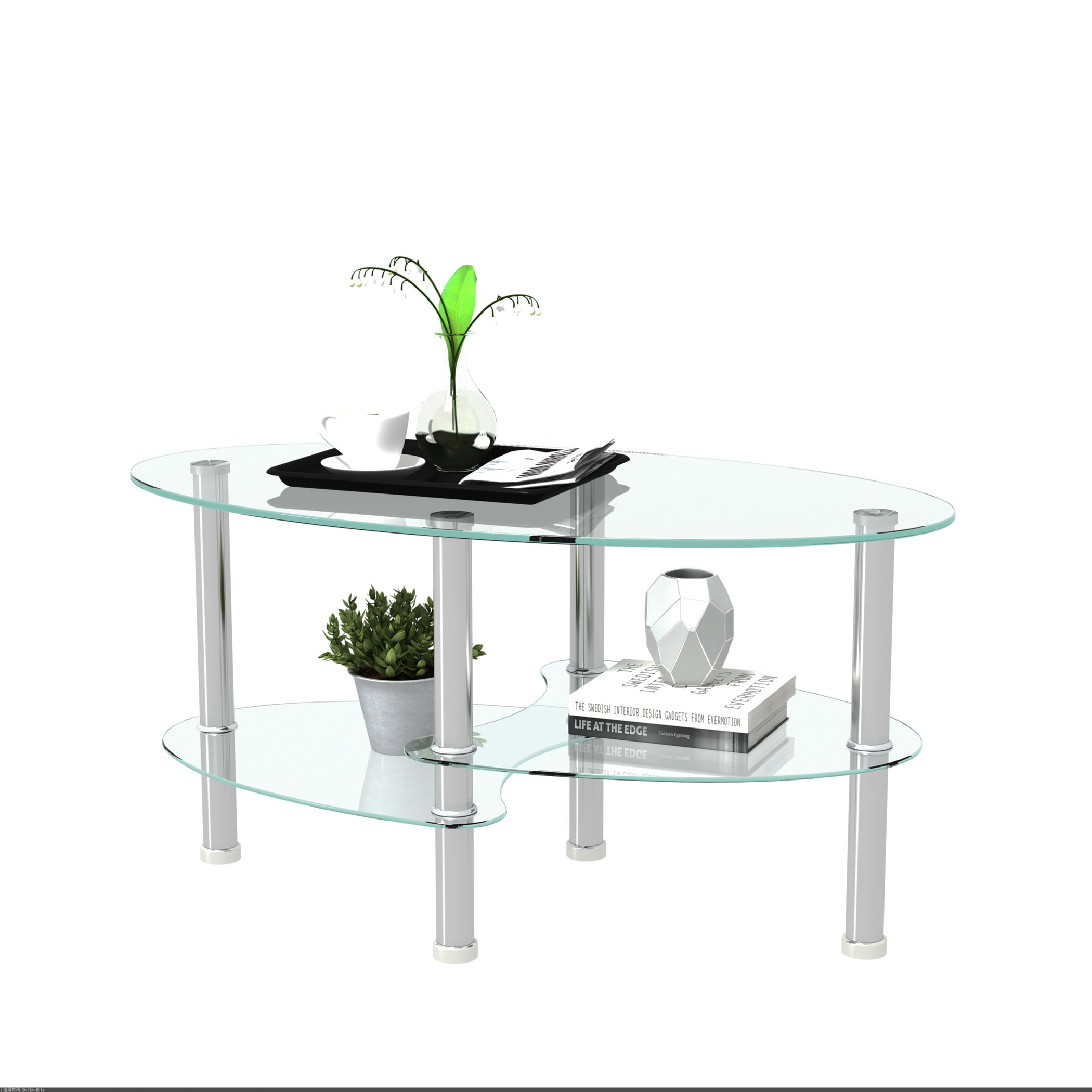Wrought Studio™ Transparent Oval Glass Coffee Table, Modern Table With ...