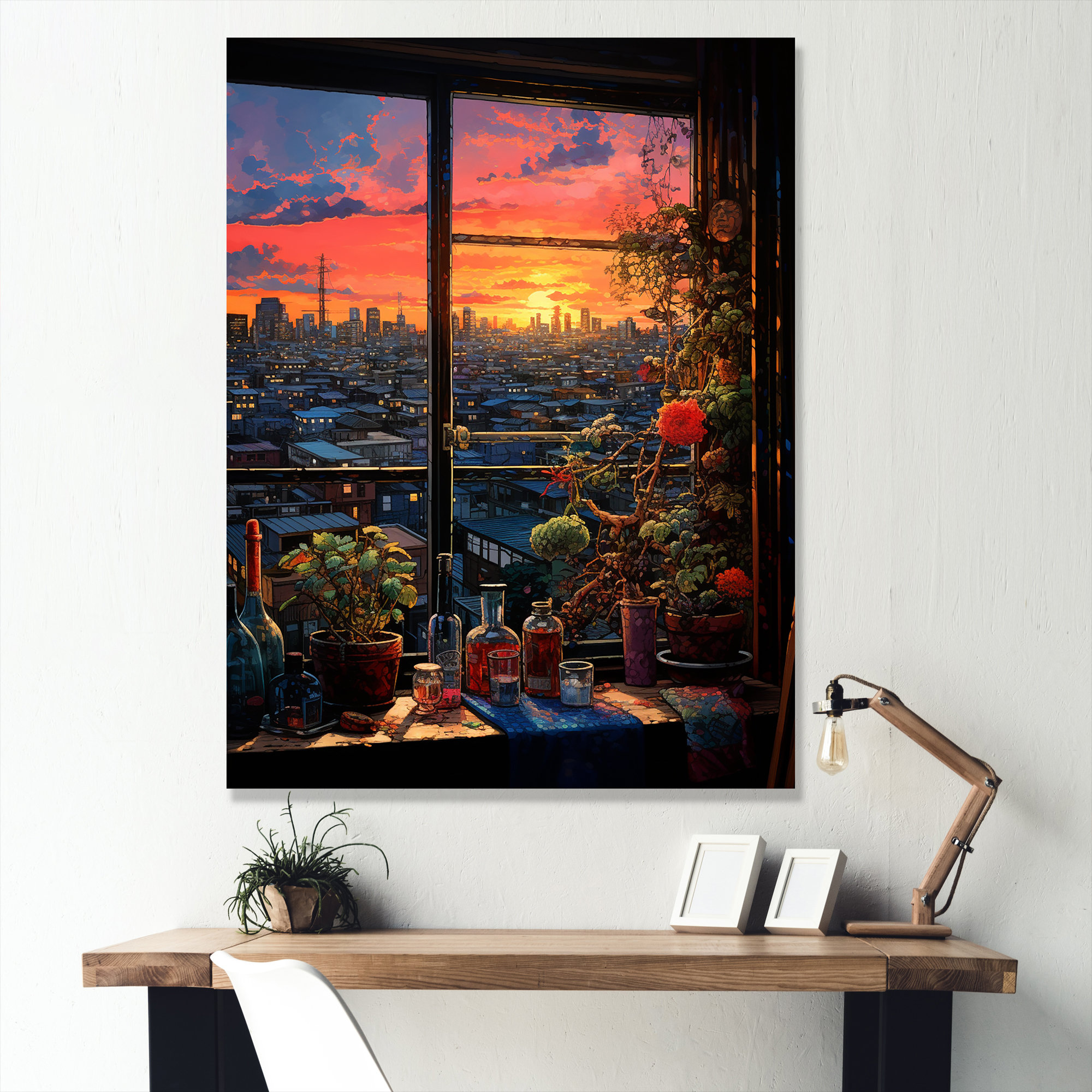 Winston Porter Sunset In Tokyo Window View III - Japan Wall Art | Wayfair