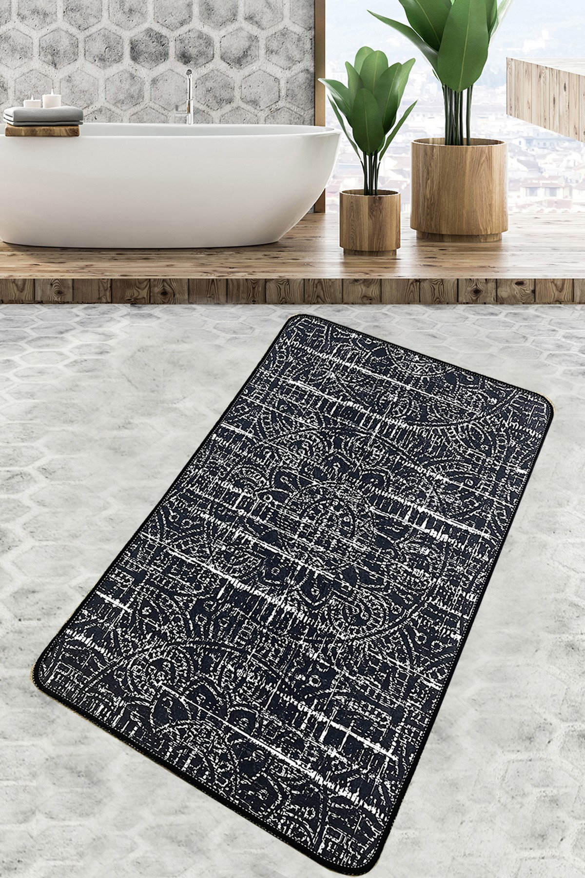 East Urban Home Anerinda Damask Bath Rug | Wayfair