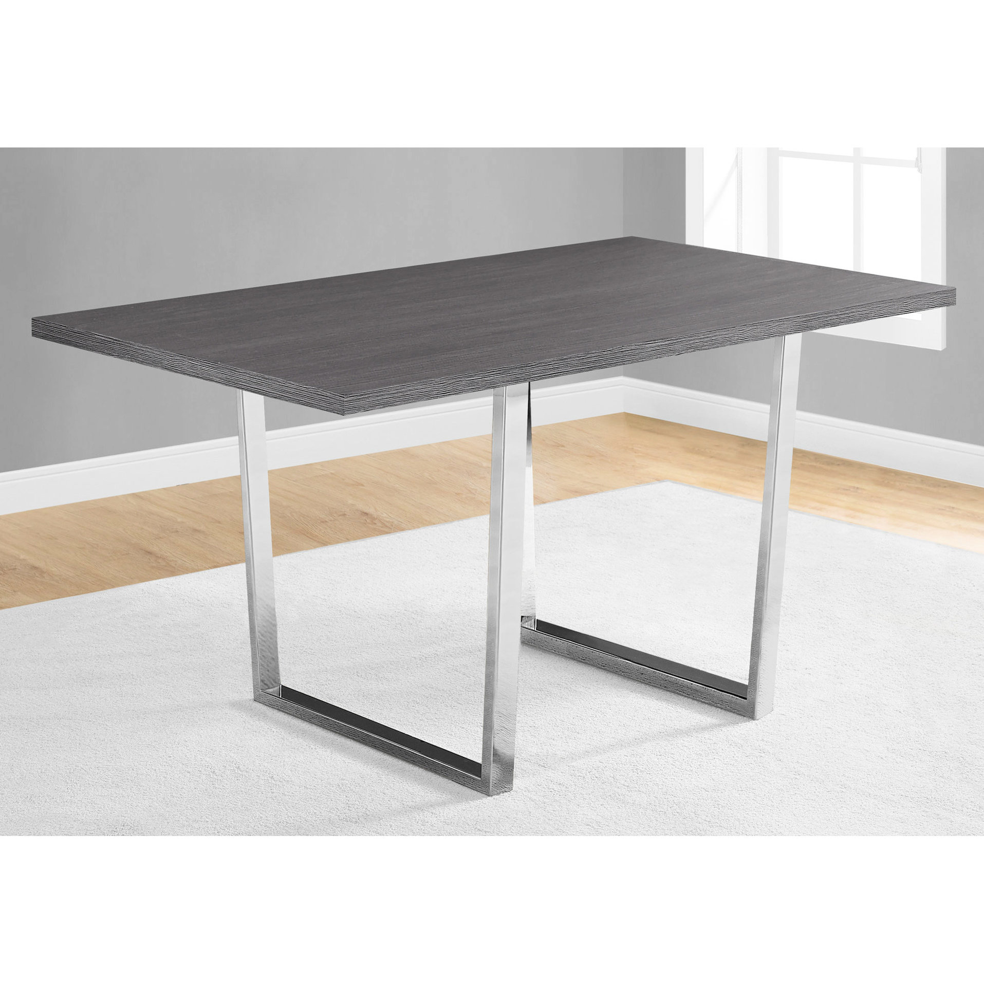 Wrought Studio™ Modern 60" Rectangular Table, Grey Laminate Top, Metal ...