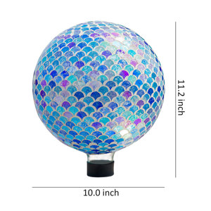 Arlmont & Co. Glass Gazing Ball,10 Inch Mosaic Colourful Globe ...