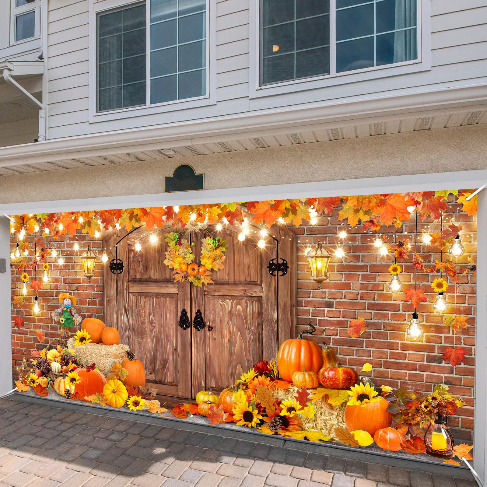 The Holiday Aisle® Thanksgiving Garage Door Cover: Large Autumn Barn ...