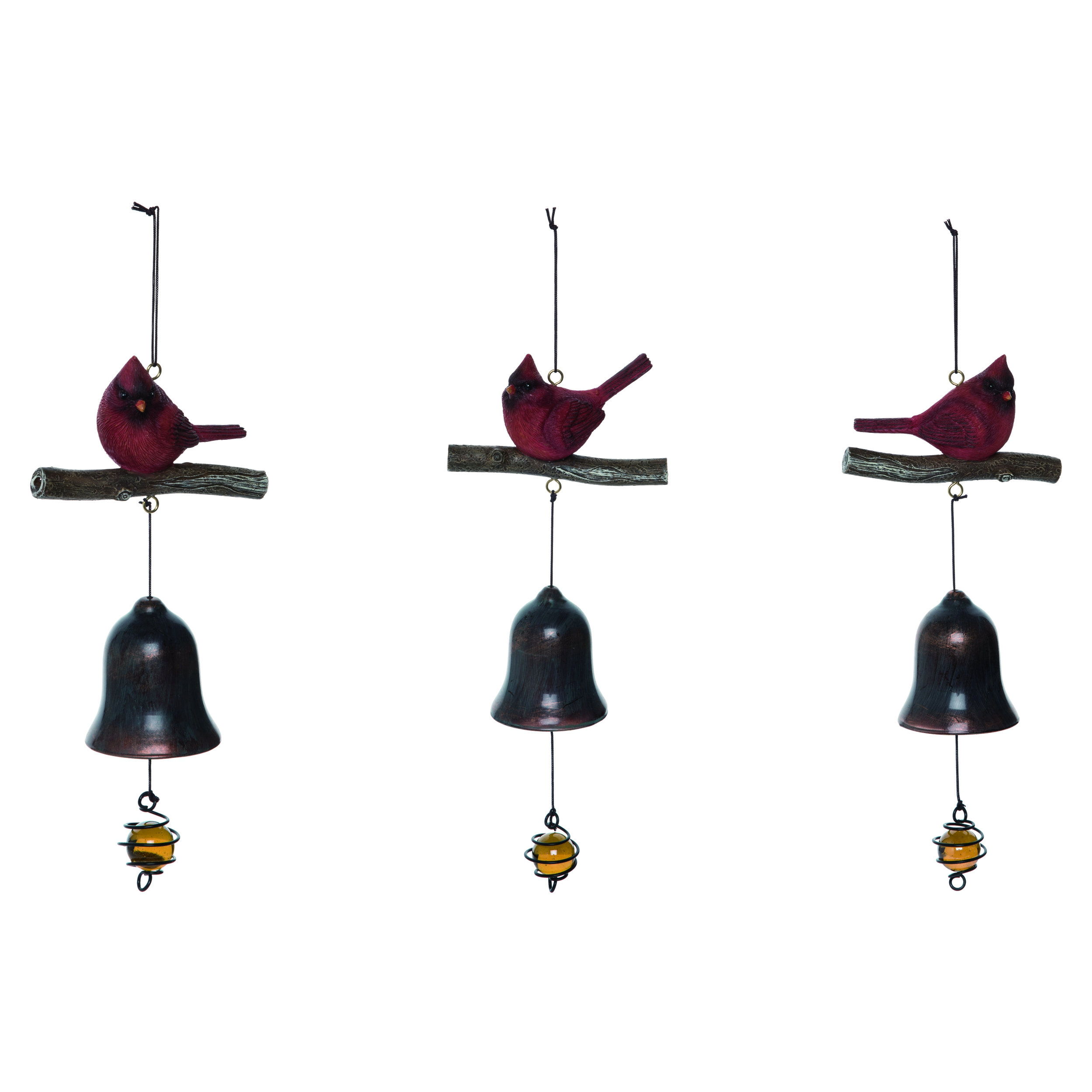 Ophelia & Co. Resin Hanging Cardinal Bell Set of 3 Spring Home ...