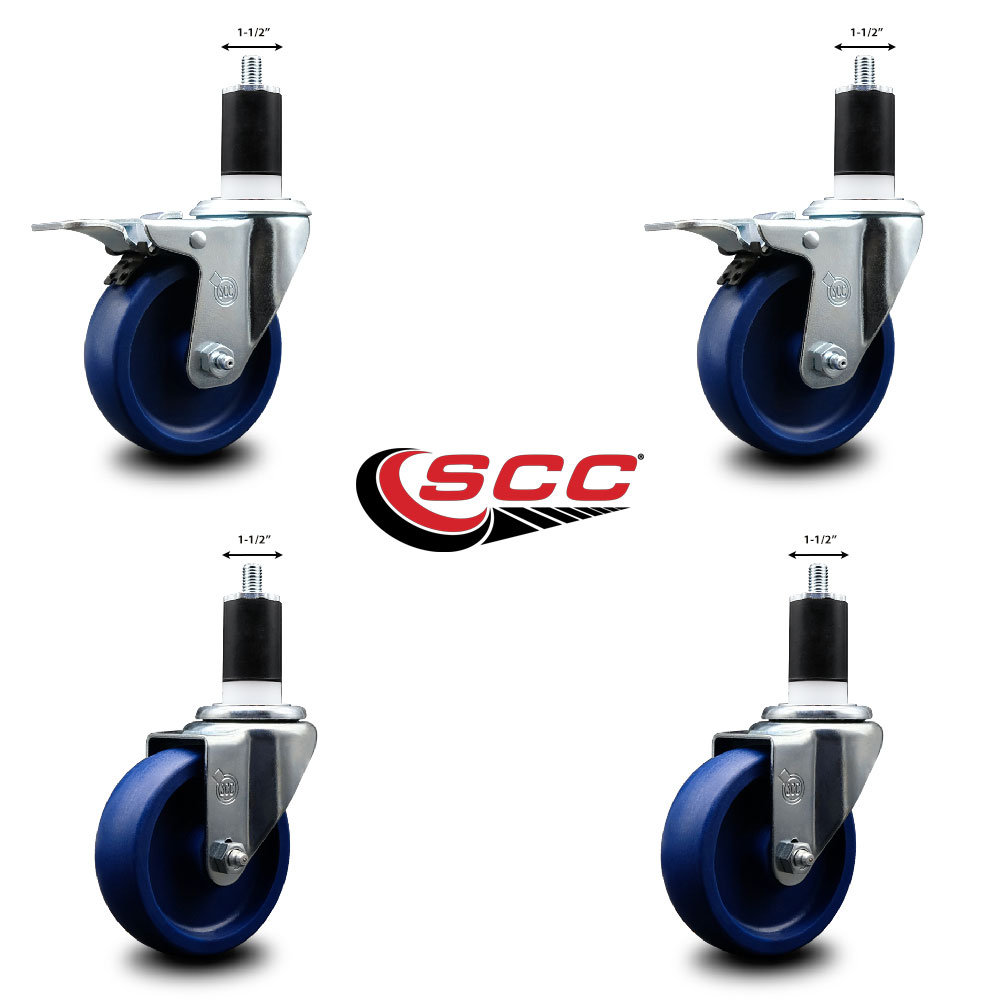 Service Caster Solid Poly Swivel 1-1/2 Inch Expanding Stem Caster Set 2 ...