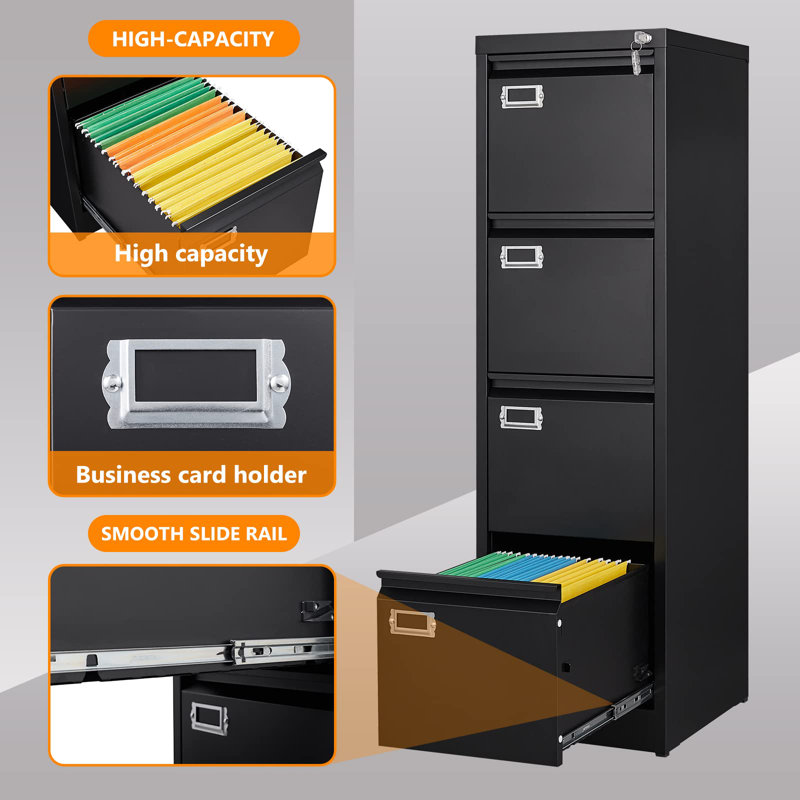 Latitude Run® 4-Drawer Vertical Filing Cabinet & Reviews | Wayfair