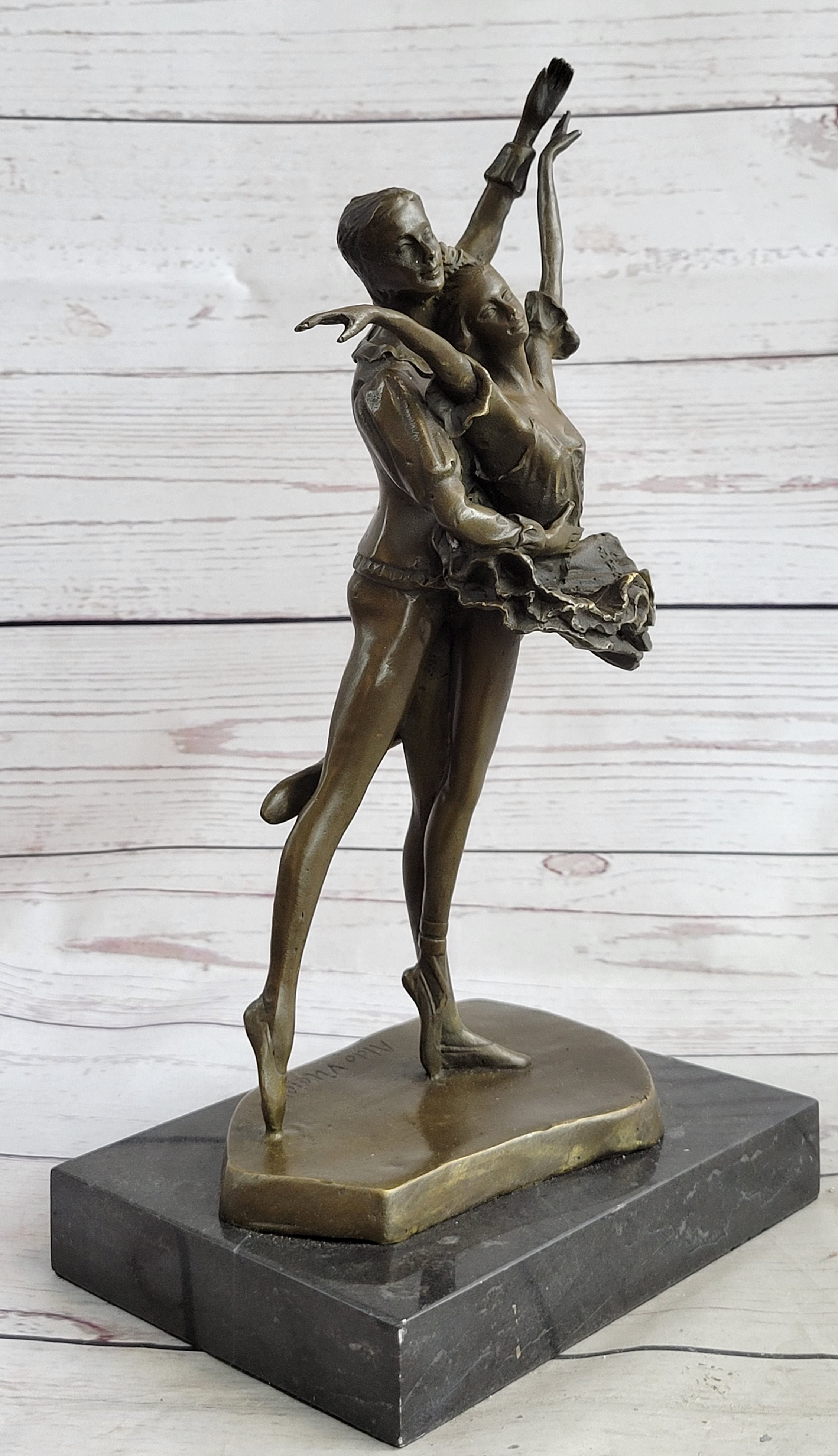 Red Barrel Studio® Ballet Dancers Male Female Ballerina Dancing Bronze ...