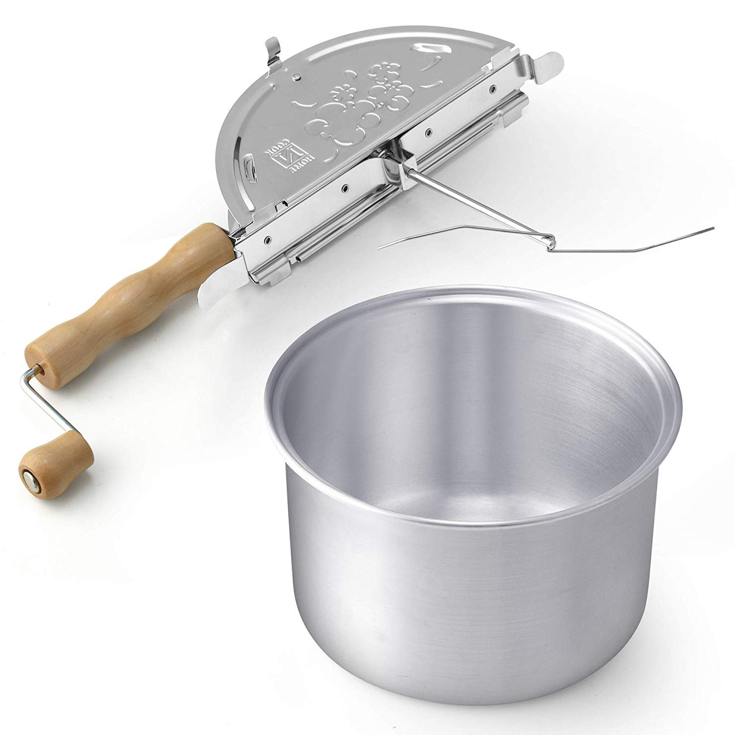Cook N Home Stovetop Popcorn Popper with Crank, 6-Quart Aluminum ...