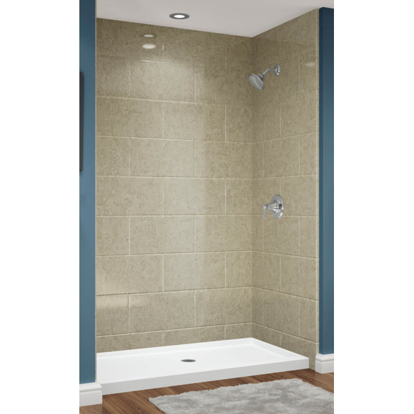 Avora Bath Sandstone Acrylic Alcove Shower System 60"W x 32"D x 96"H ...