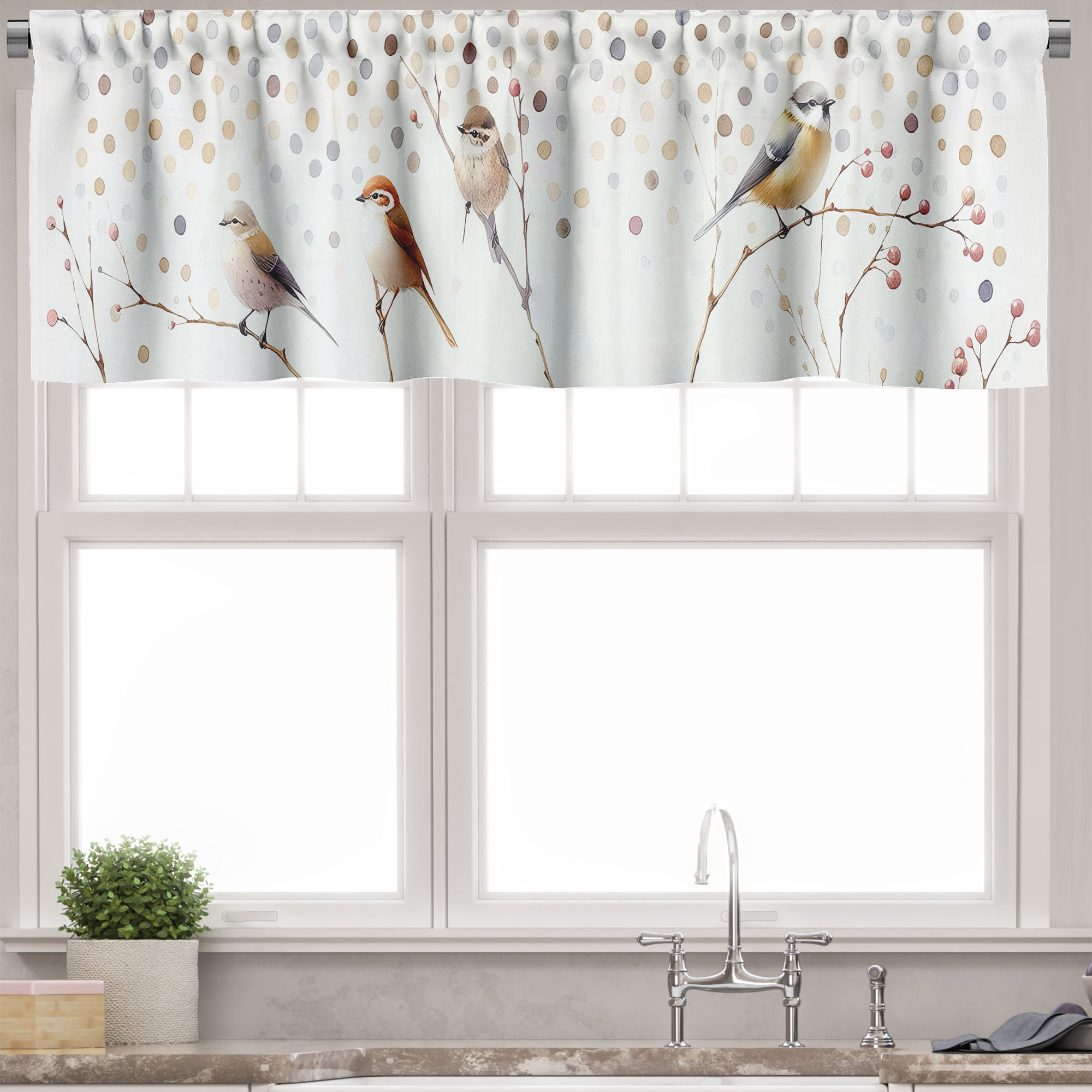 Ambesonne Birds and Nature Window Valance Wingy Animals Dots 42"x18 ...