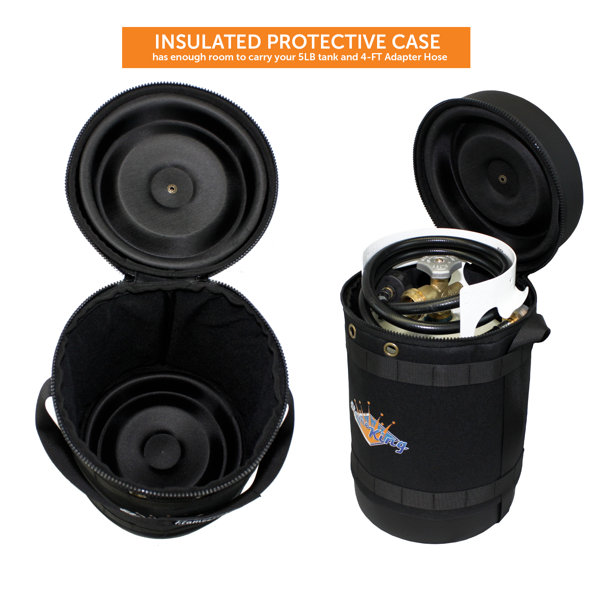 Flame King Gas Hauler Kit Protective Carry Case, 5LB Propane Tank and ...