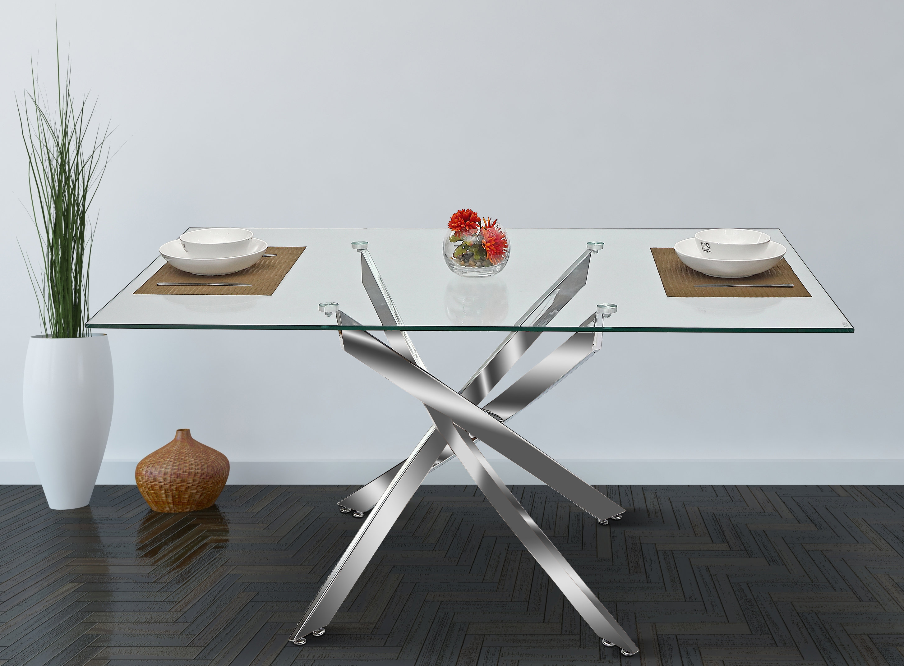 Ivy Bronx Jefferson Creek 60" RECTANGLE TEMPERED GLASS TABLE TOP DINING ...