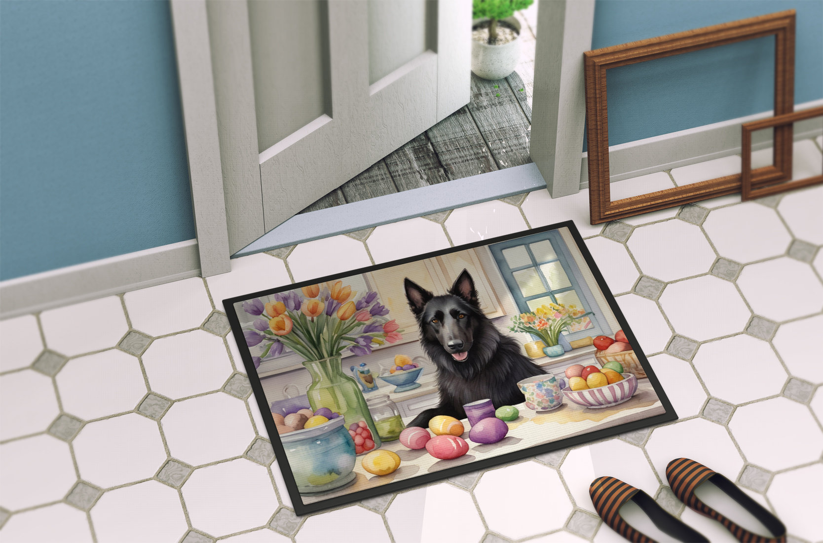 Caroline's Treasures Decorating Easter Belgian Sheepdog Doormat ...