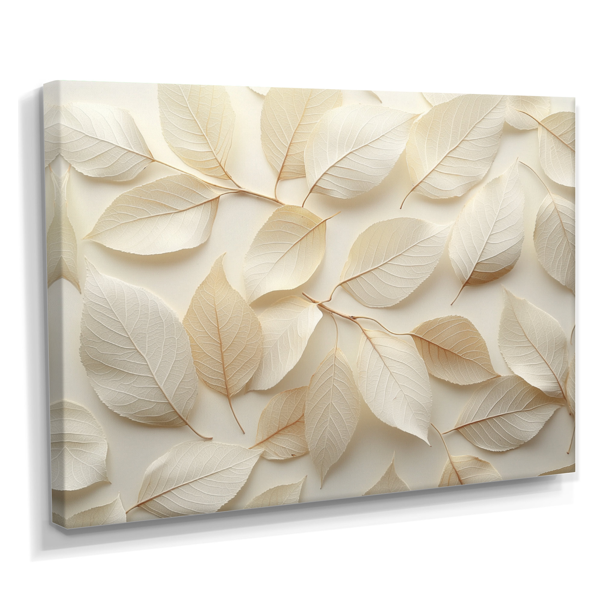 Winston Porter Ivory Leaves Foliage Collage III - Leaves Wall Art Decor ...
