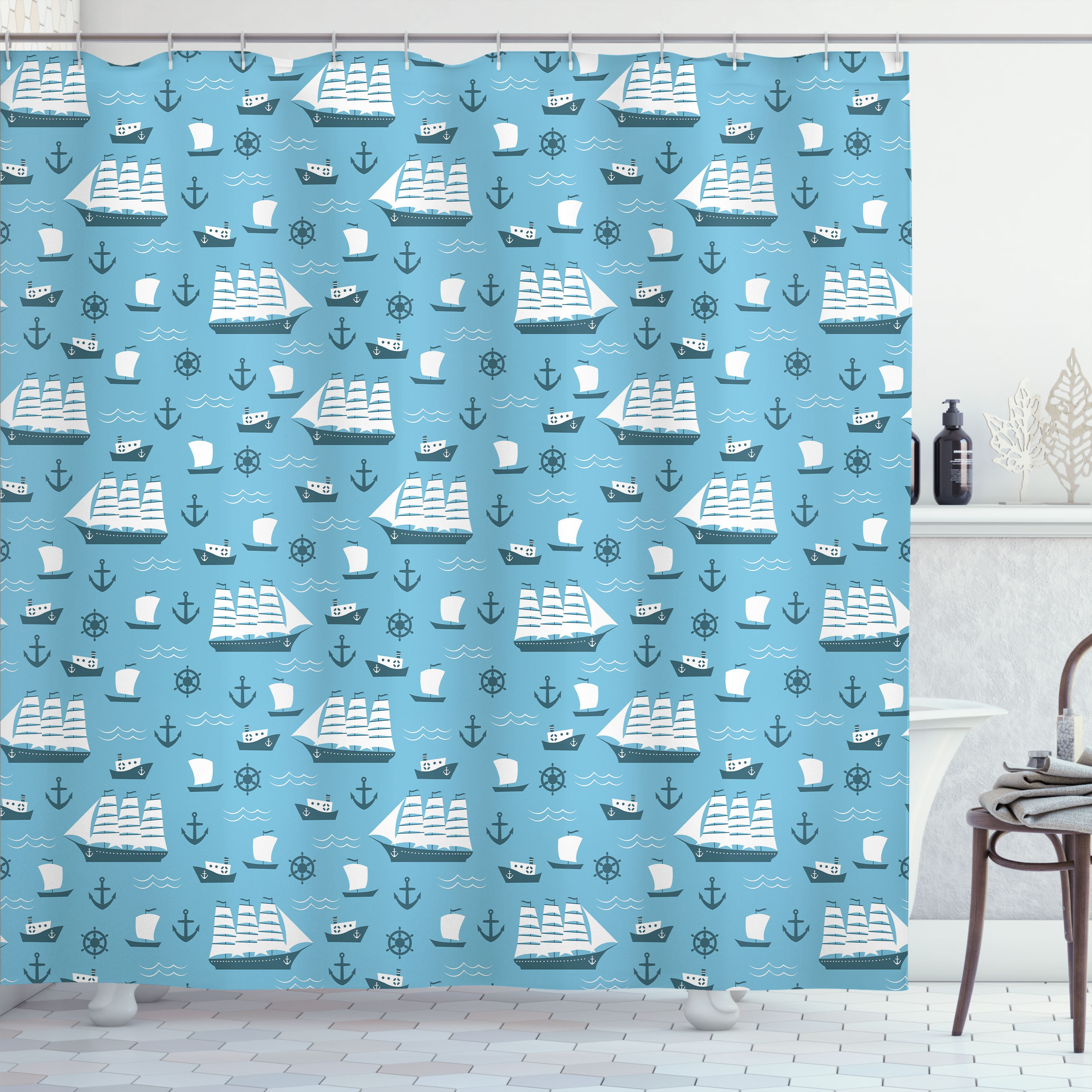 Dakota Fields Anchor Shower Curtain Ships Boats and Helms | Wayfair