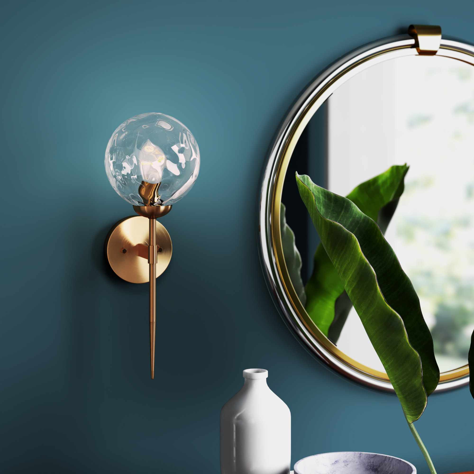 Mercury Row® Barba 1 - Light Dimmable Natural Brass Wallchiere ...