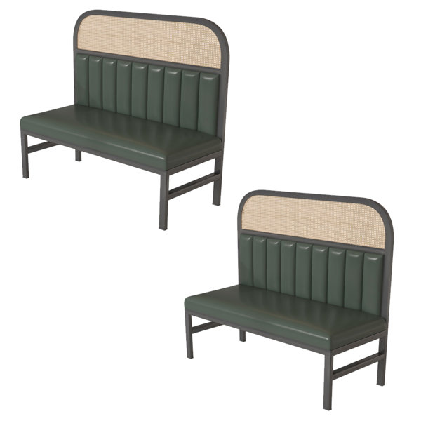 Canadian Linen Modern Style Rattan Weaving Cafe Restaurant Bench Faux ...