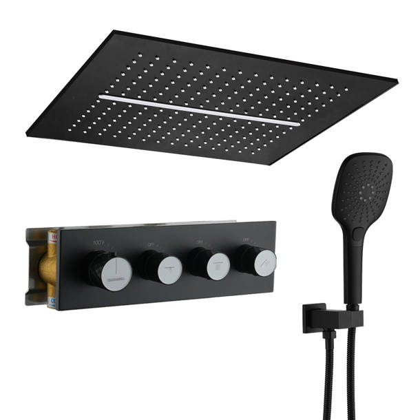 CASAINC Thermostatic Complete Rainfall Shower System with Rough in ...