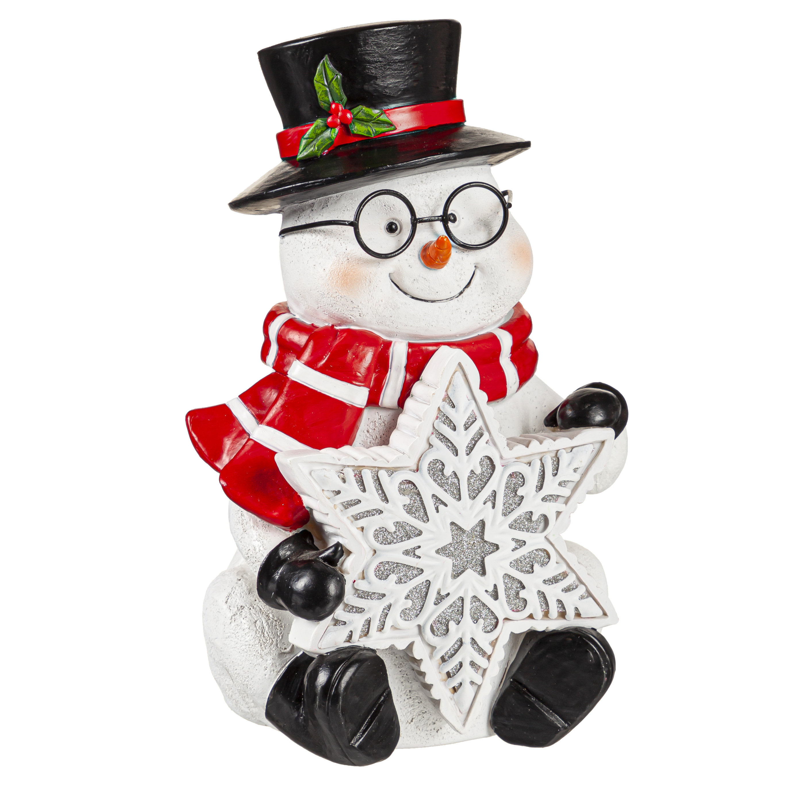 The Holiday Aisle® Jaymeson Snowflake Snowman Garden Statue | Wayfair