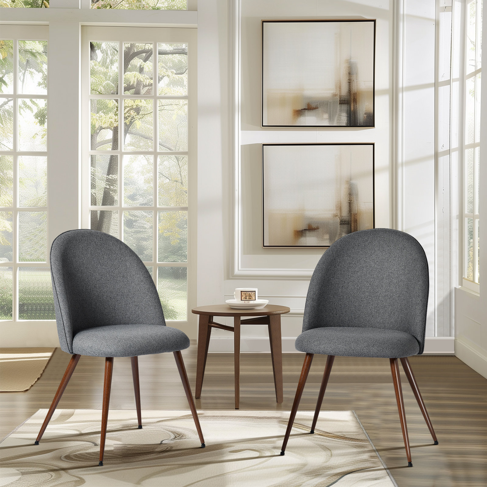 George Oliver Upholstered Accent Chairs with Curved Backrest and Sturdy ...