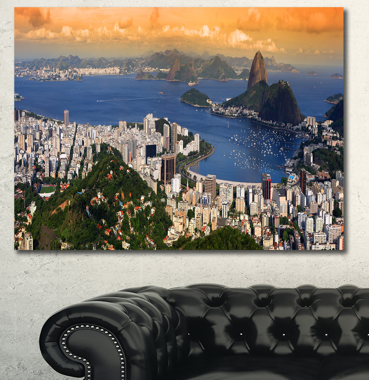 Design Art Rio Landscape Panorama - Wrapped Canvas Photograph Print ...